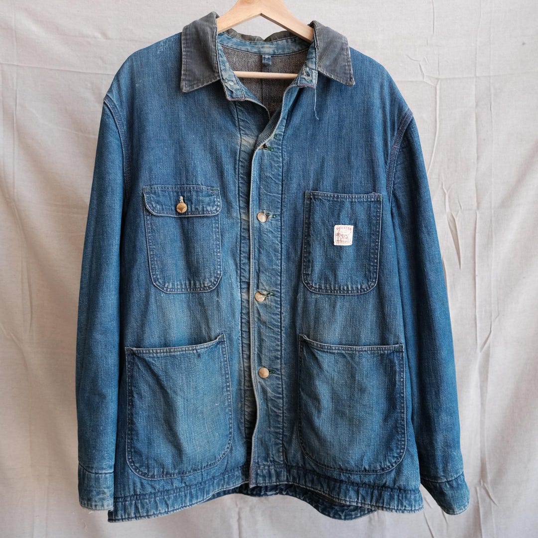 Vintage 60s Pointer Denim Chore Coat Size L Blanket Lined Distressed Faded Worn - Etsy