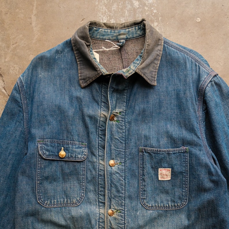 Vintage 1950s 1960s Pointer Denim Chore Jacket Size Large Wool Blanket ...