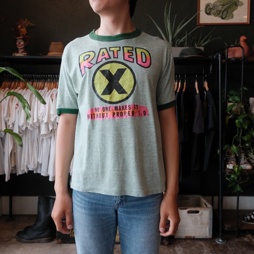 Vintage 70s Rated X T-shirt Size M/L Green Ringer - Etsy