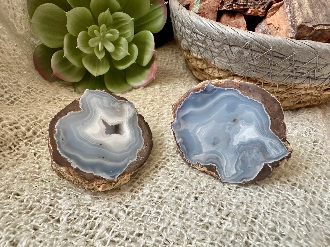 Beautiful Utah Dugway Geode Blue Laced Agate Pair Polished Specimen - Etsy