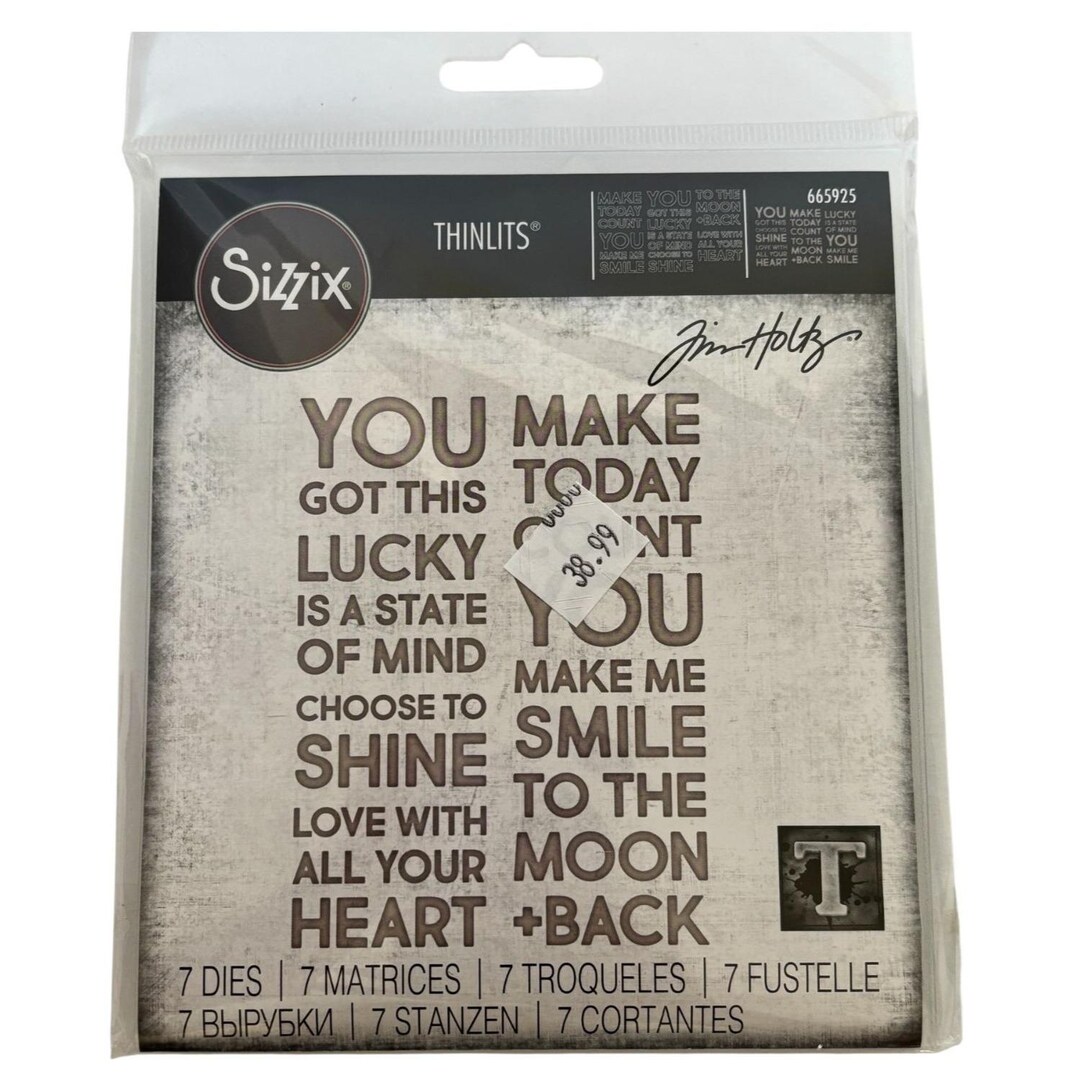 Tim Holtz Sizzix Thinlits Bold Text Lucky 7 Dies Sentiments Inspirational Words - Etsy