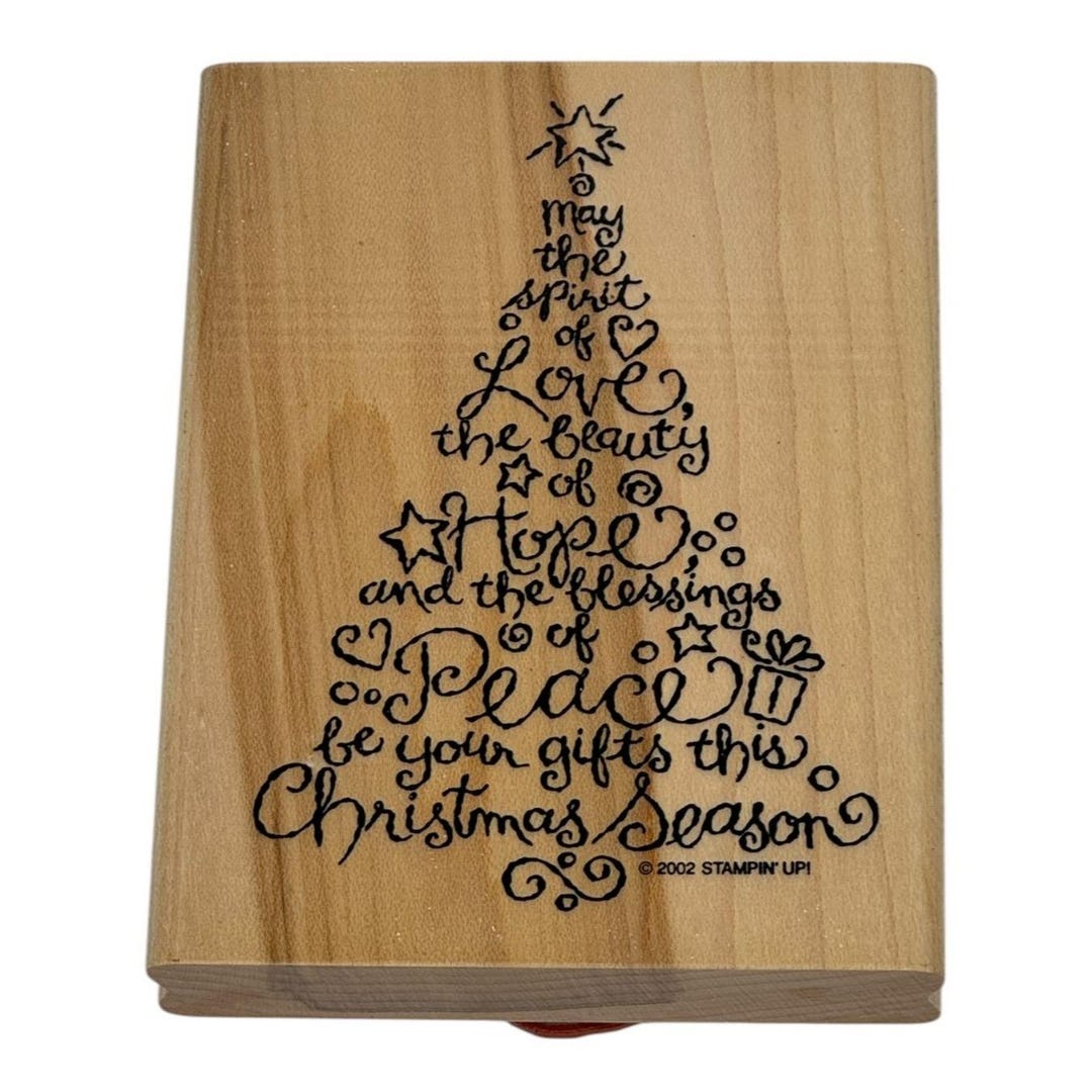 Stampin up Christmas Tree Rubber Stamp Holiday Card Making Words Love ...