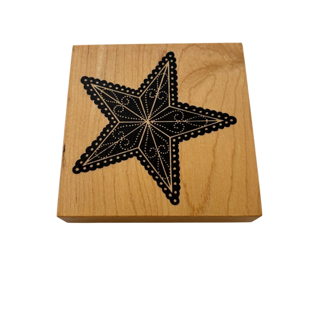 PSX Rubber Stamp Large Decorative Christmas Star Holiday Wood Mounted K ...