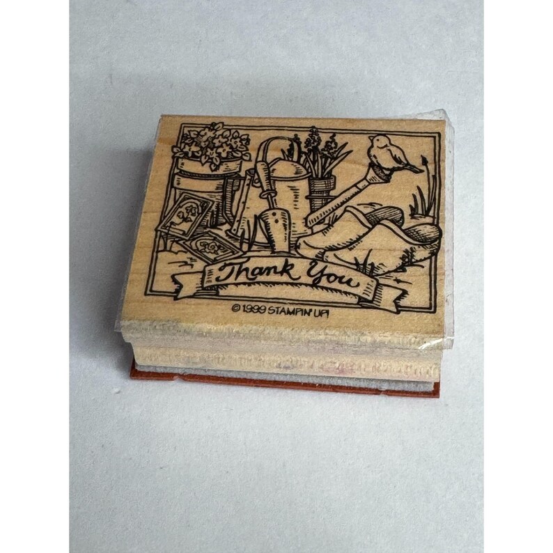 Stampin up Rubber Stamp Thank You Card Making Garden Gardener Watering ...
