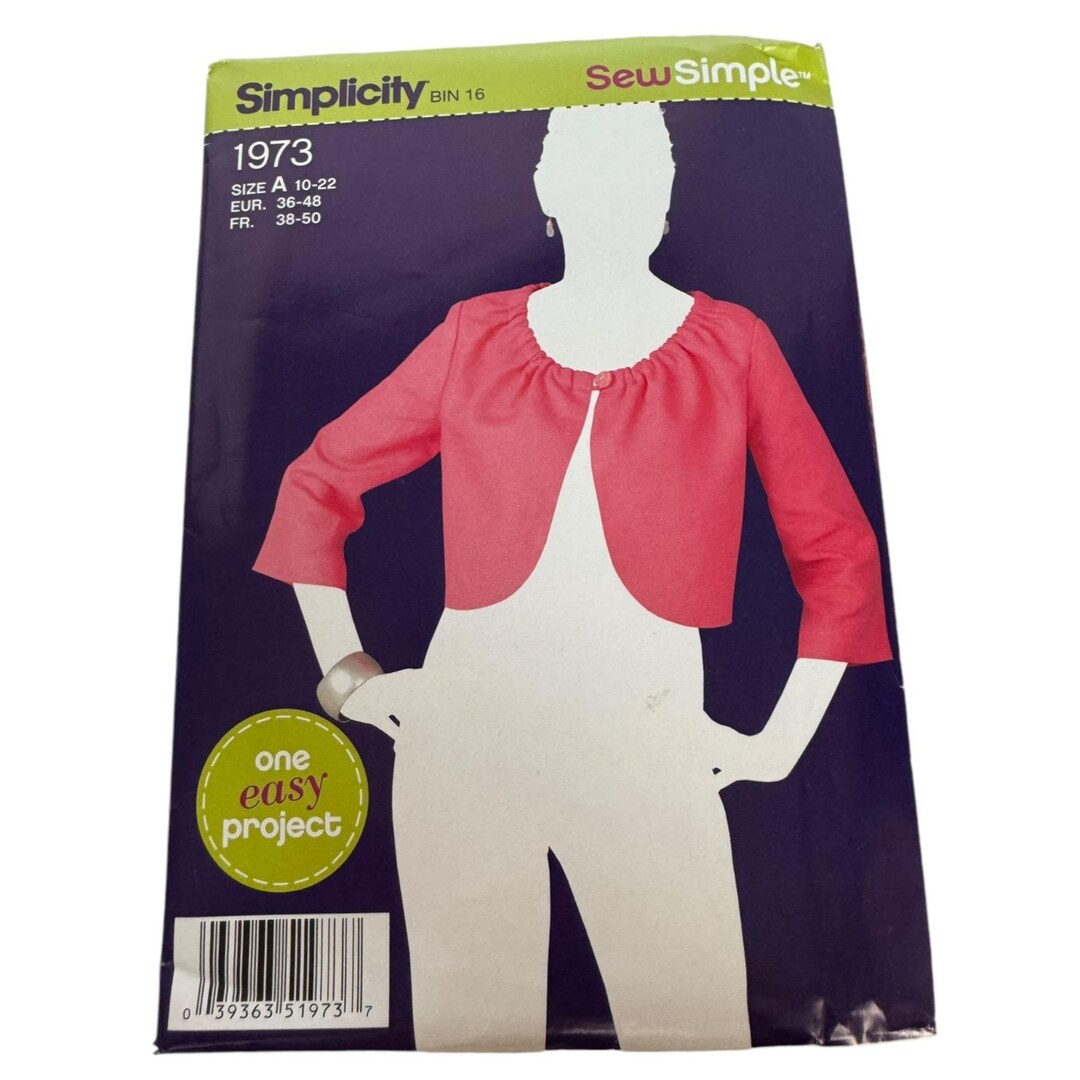 Simplicity Sewing Pattern 1973 Misses Jacket Shrug Work Easy Sizes 10 ...