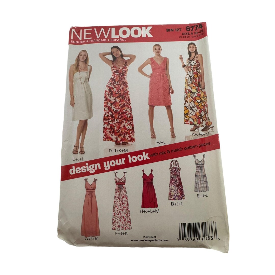 New Look Sewing Pattern 6774 Dresses Sleeveless Halter V-neck Size 10 ...
