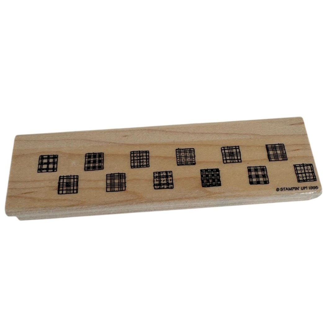 Stampin up Rubber Stamp Plaid Patches Square Pattern Quilting Border ...