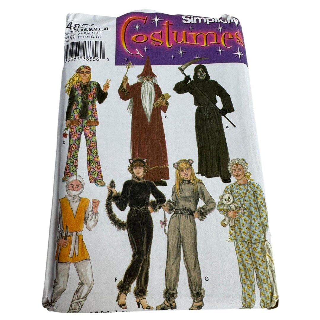 Simplicity Sewing Pattern 4850 Halloween Costume Wizard Ninja Cat Mouse ...