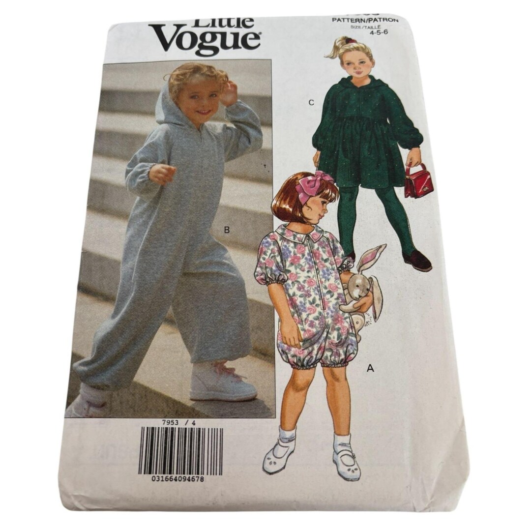 Little Vogue Sewing Pattern 7953: Girls Jumpsuit & Dress, Size 4-6 ...