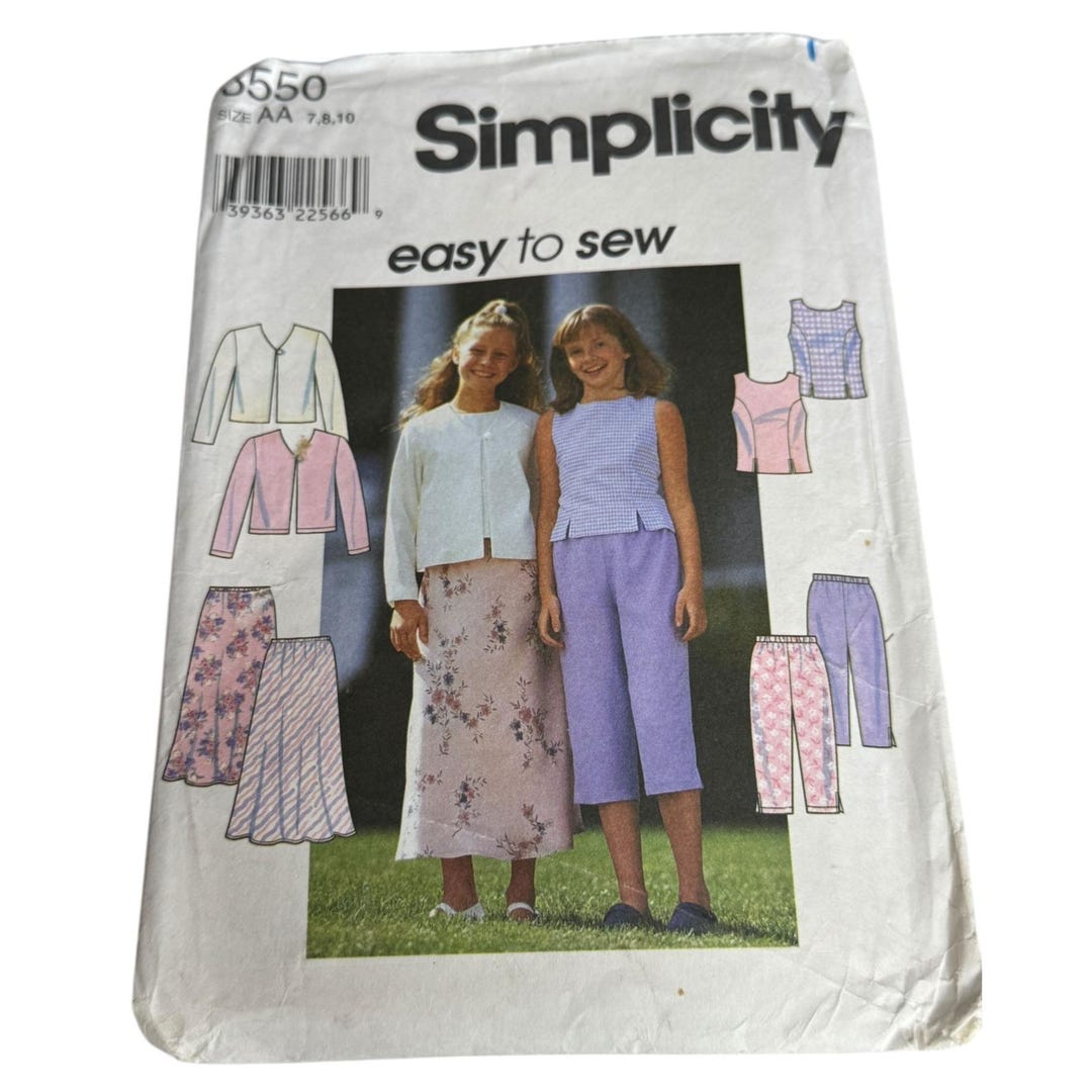 Simplicity Sewing Pattern 8550 Girls Jacket Top Skirt Pants Sizes 7 8 ...