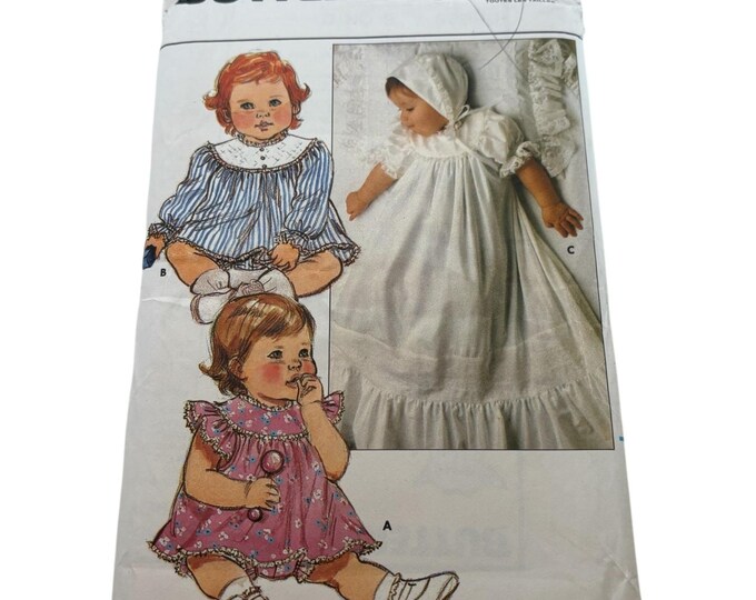 Butterick Sewing Pattern 6718 Baby Christening Dress Bonnet Blankets ...
