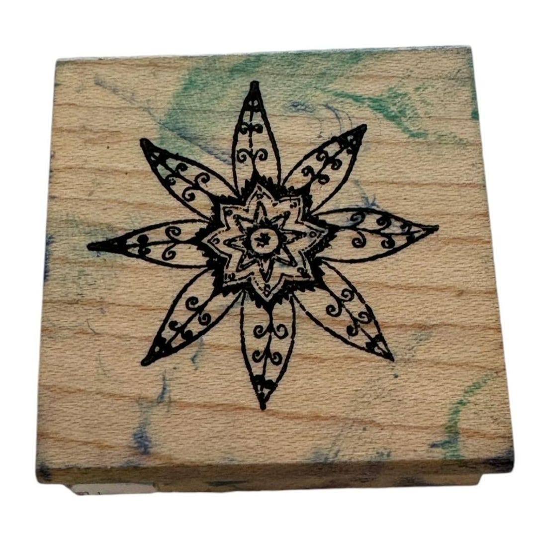 Outlines Rubber Stamp Star Flower Design Feather Kaleidoscope Center 1. ...