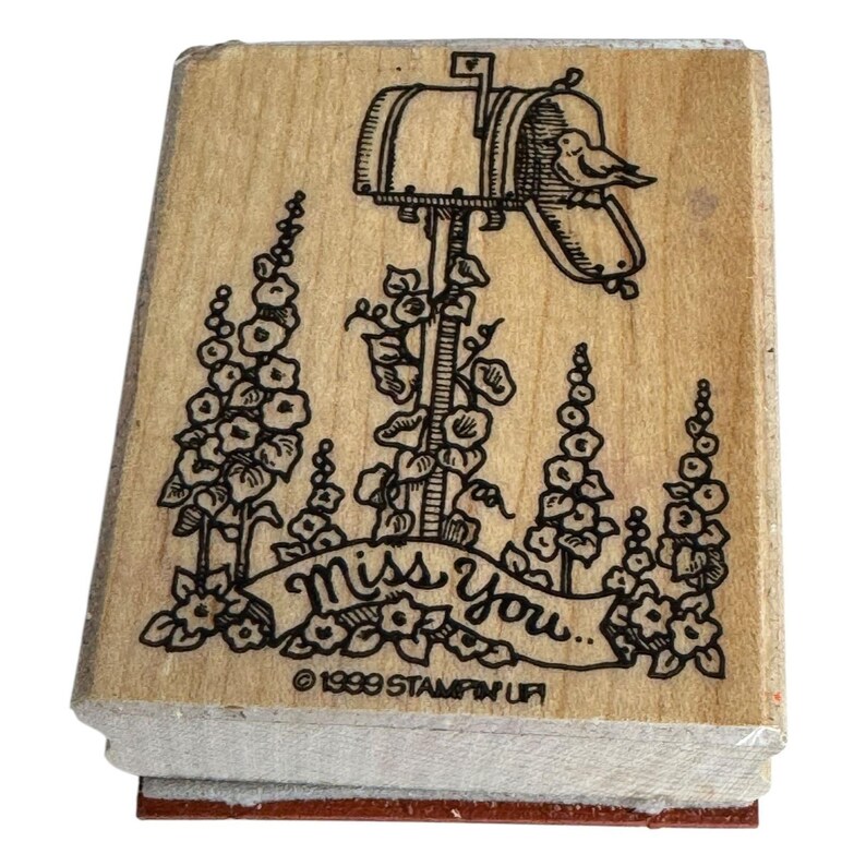 Stampin up Rubber Stamp Miss You Card Making Words Mailbox Bird Letter ...