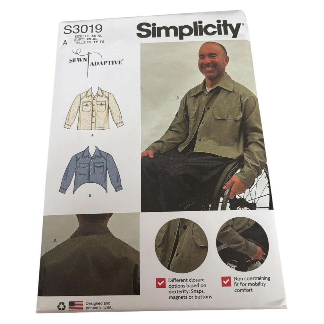 Simplicity Sewing Pattern S3019 Sewn Adaptive Jacket Shacket Mobility ...