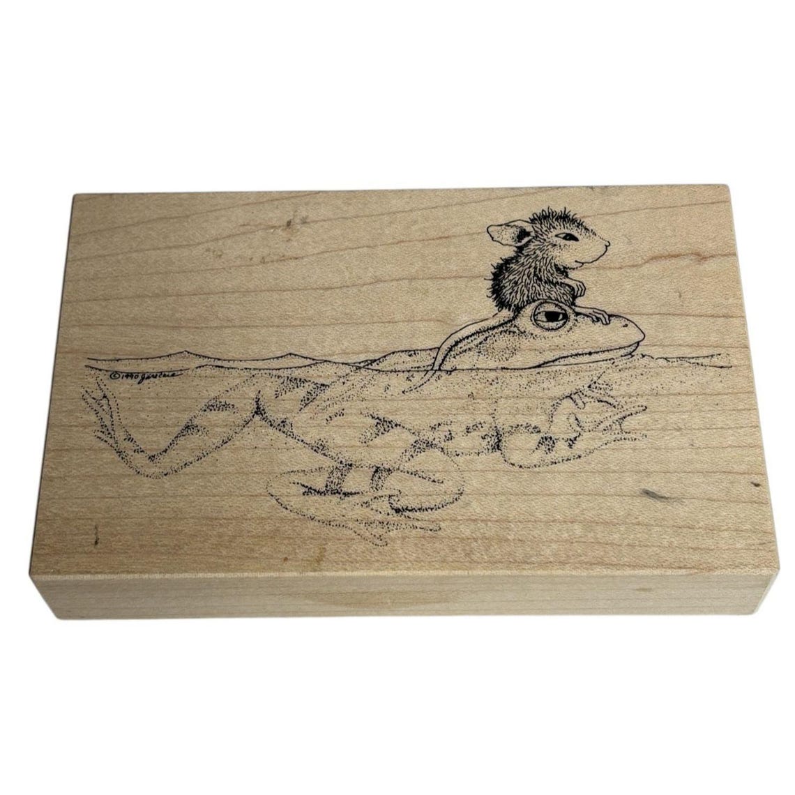 House Mouse Rubber Stamp Frog Floating Stampa Rosa Funny Friendship ...
