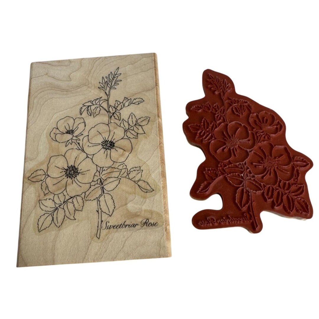 Stampin up Sweetbriar Rose Wood Mount Rubber Stamp Flower Spring Garden ...