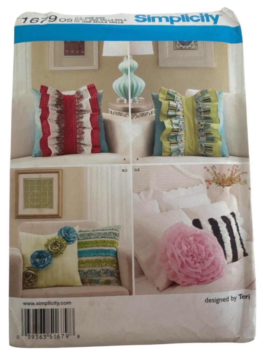 Simplicity Sewing Pattern 1679 Pillows Square Ruffles Couch Bedroom ...