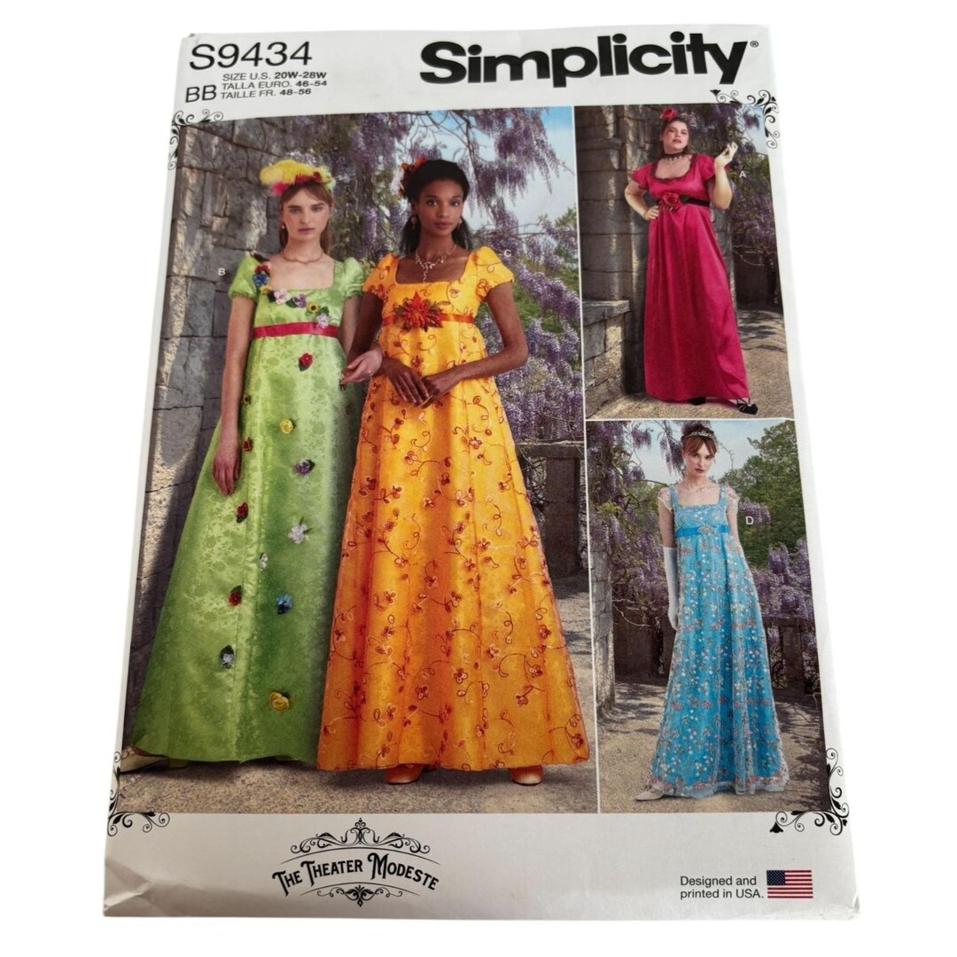 Simplicity Sewing Pattern S9434 Womens Regency Style Dress 20W-28W UC ...