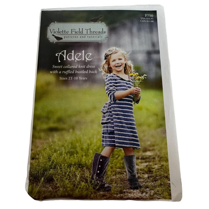 Violette Field Threads Sewing Pattern F750 Adele Collared Knit Dress 2T ...