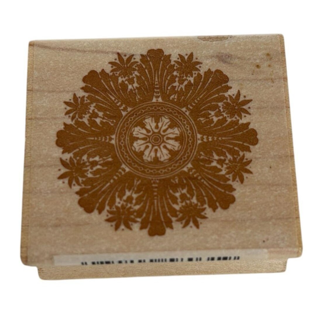 Anna Griffin Wooden Rubber Stamp Decorative Mandala Round Flower Card ...