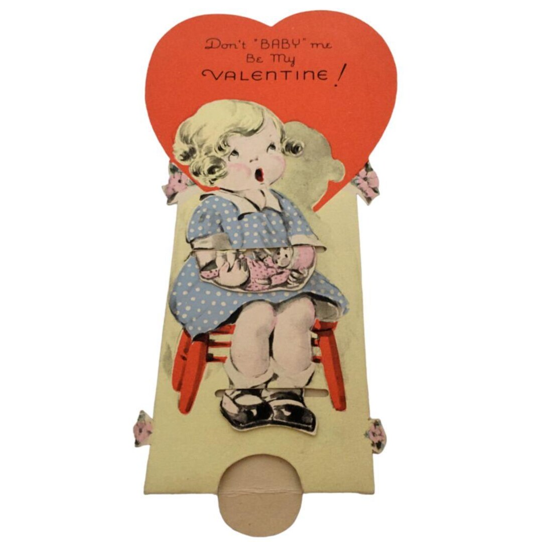 Vintage Valentines Day Card Do Not Baby Me Girl in Chair 1940s Retro ...