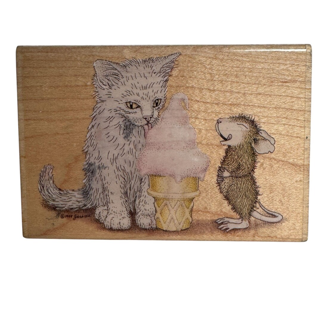 House Mouse Rubber Stamp Mice Cream Cone Mouse Cat Ice Cream Food ...