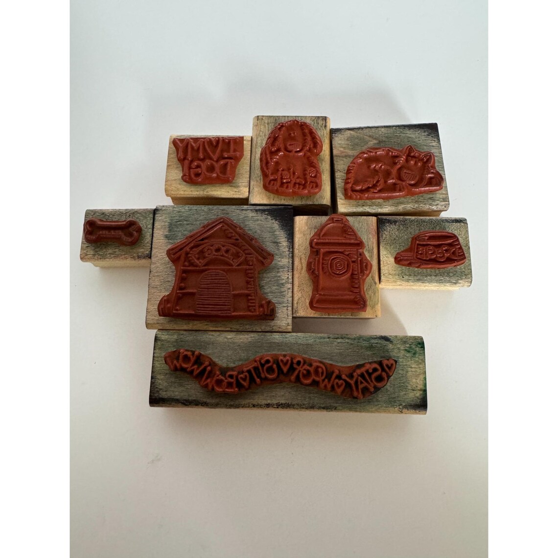 Stampin up Bow Wow Stamp Set Dog House Fire Hydrant Bone Sleeping Puppy ...