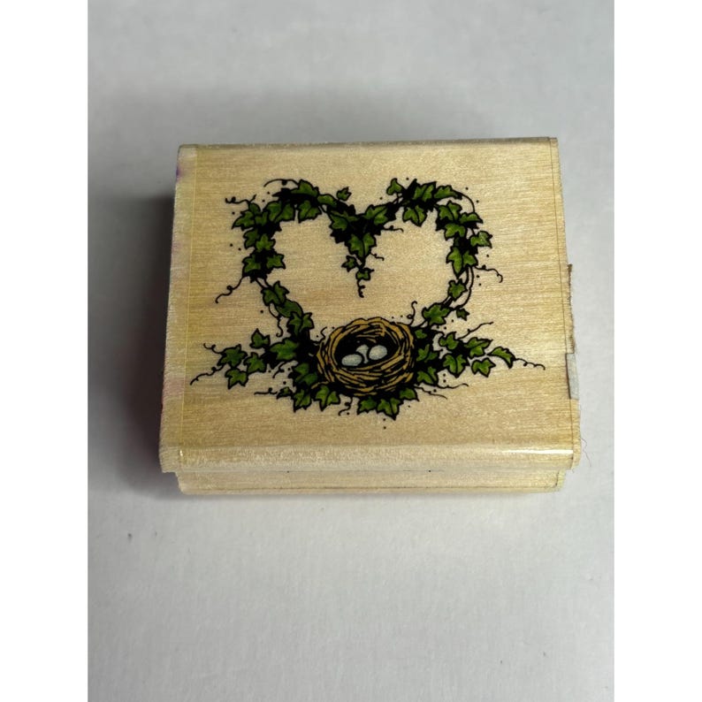 Uptown Rubber Stamp Heart Wreath With Nest Spring Nature Card Making ...