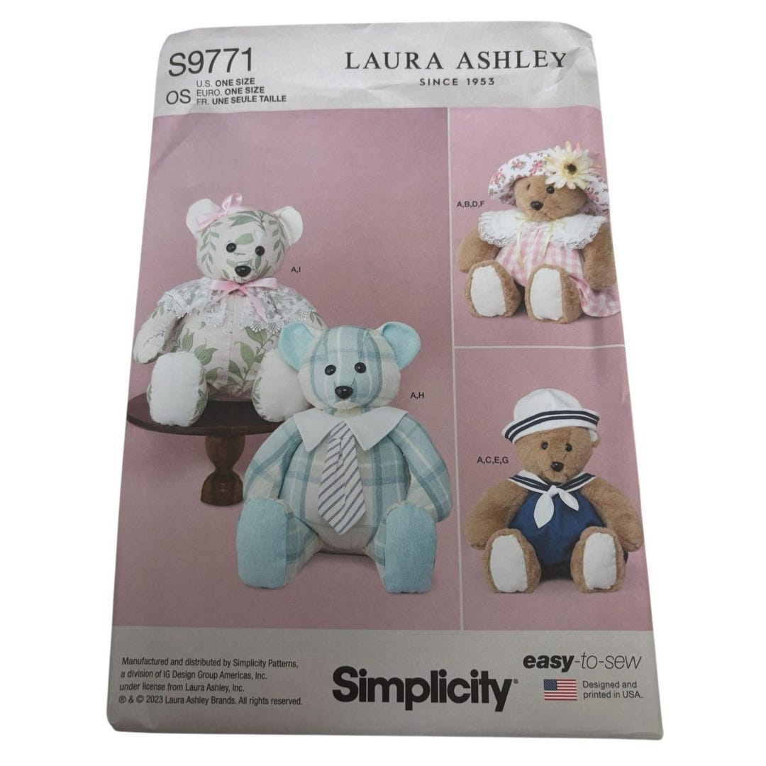 Simplicity Sewing Pattern S9771 Laura Ashley Plush Teddy Bear Clothes ...
