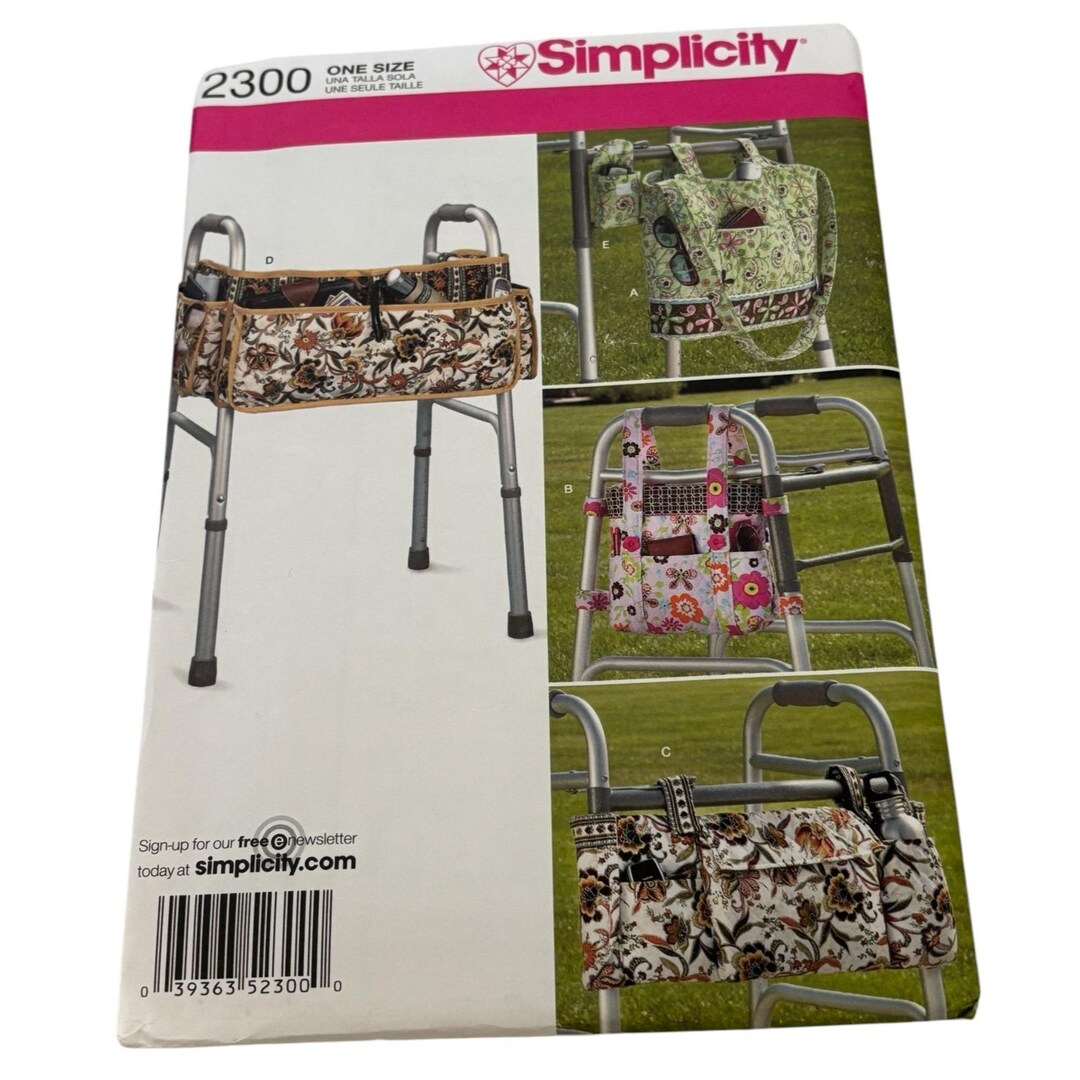 Simplicity Sewing Pattern 2300 Walker Accessories Bags Organizer ...