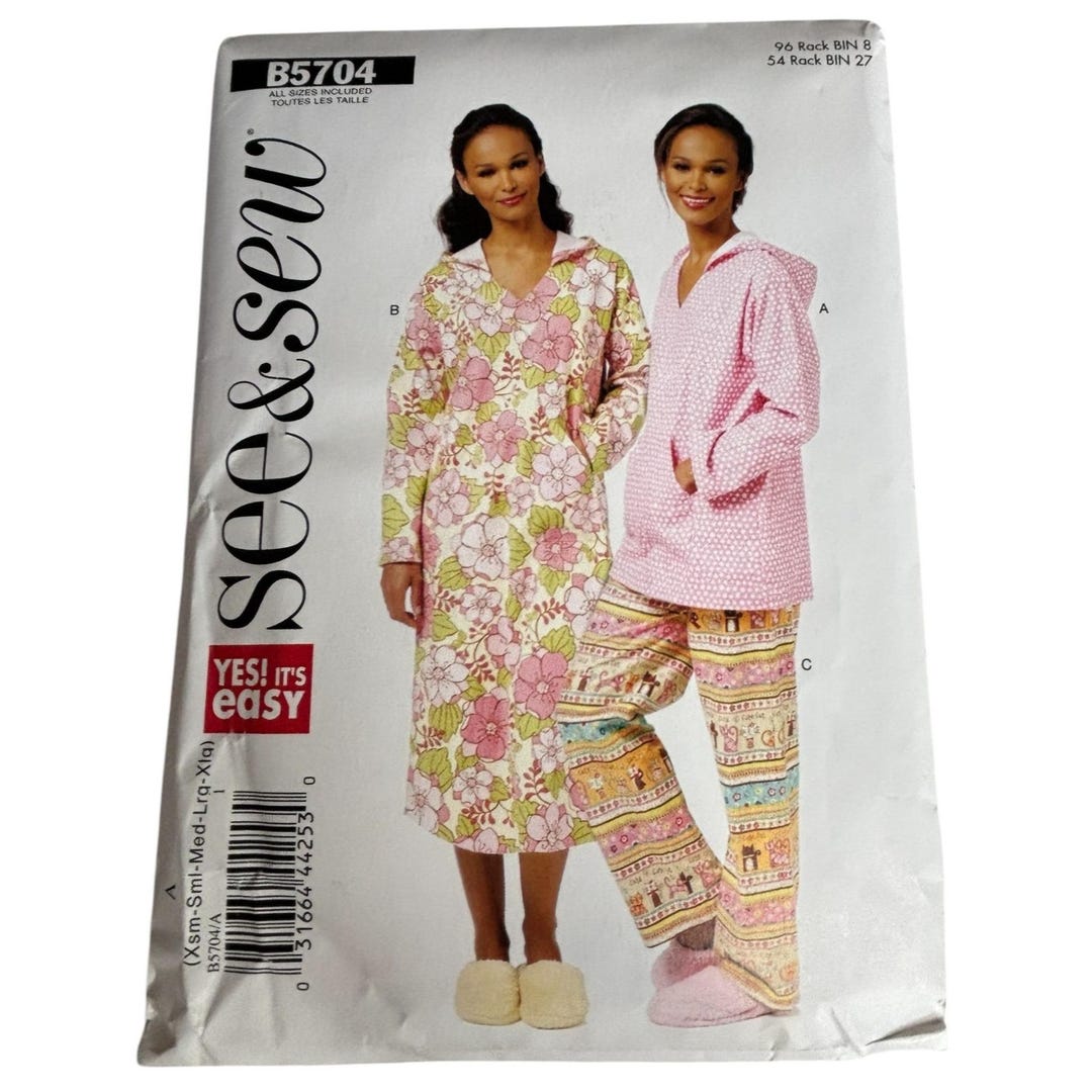 Butterick See and Sew Sewing Pattern B5704 Nightshirt Pajamas Pants ...
