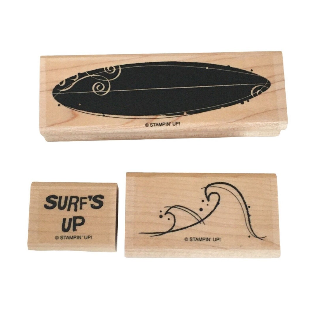 Stampin up Rubber Stamp Just Surfing Wave Surfboard Ocean Beach Rare ...