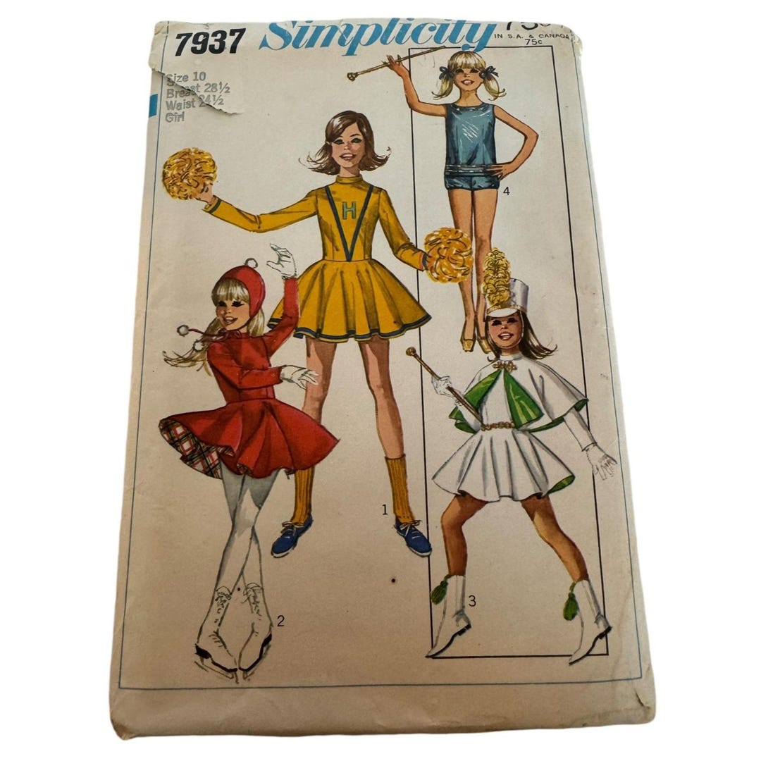Simplicity Sewing Pattern 7937 Cheerleader Majorette Costume 1960s ...