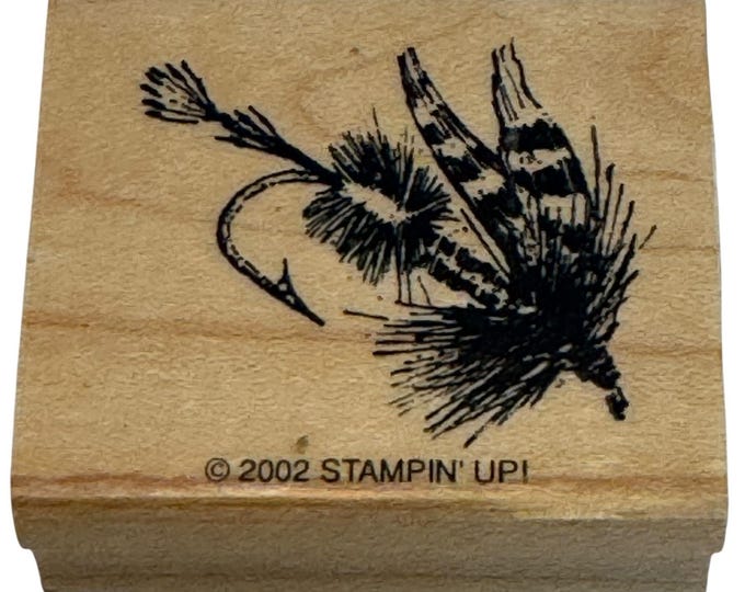 Stampin up Rubber Stamp Fly Fishing Tackle Hook Lure Bait Fathers Day ...
