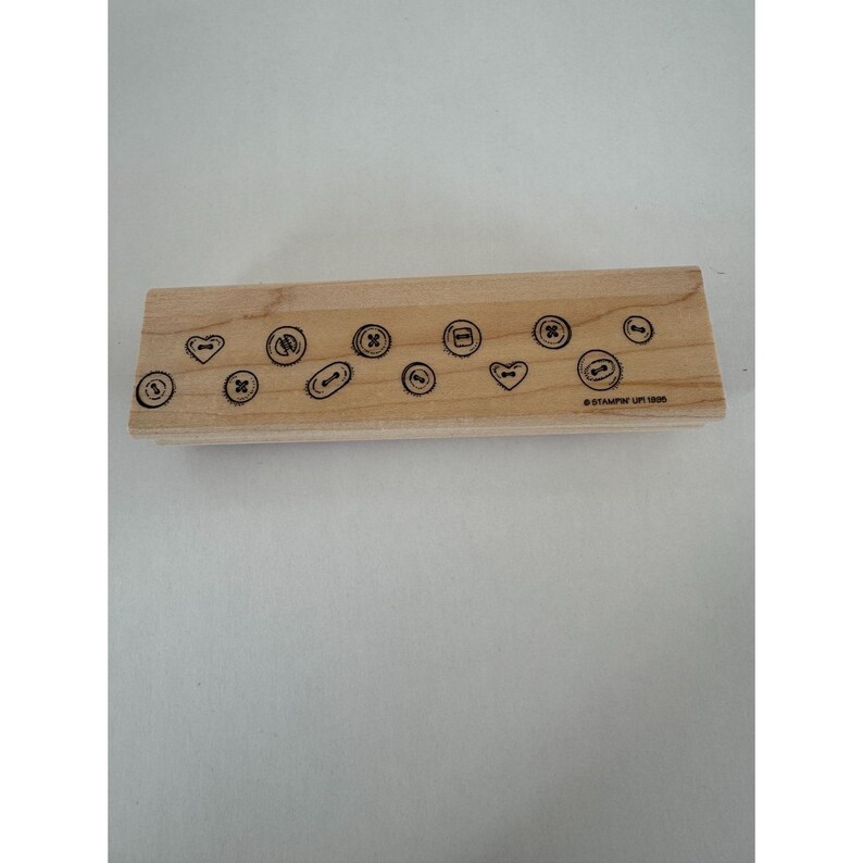 Stampin up Rubber Stamp Button Pattern Heart Country Sewing Border Card ...