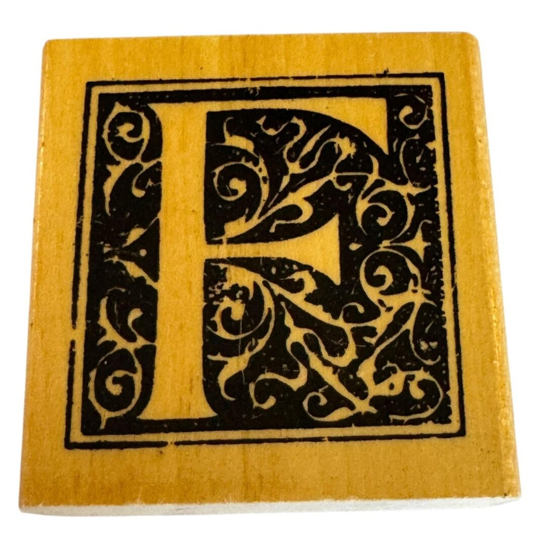 Anitas Rubber Stamp Decorative Letter F Initial Craft Square Ornate ...