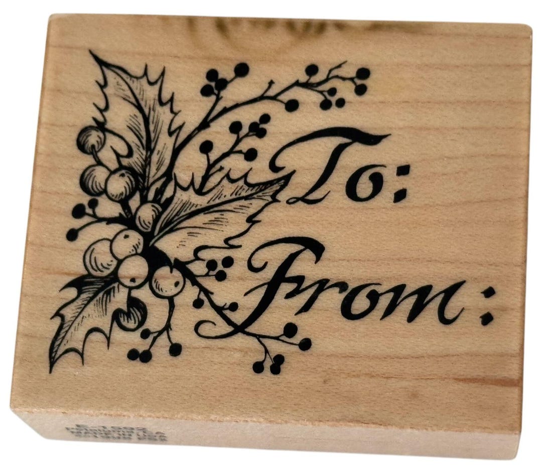 PSX Wood Rubber Stamp to From Christmas Gift Tag Card Making Holly ...