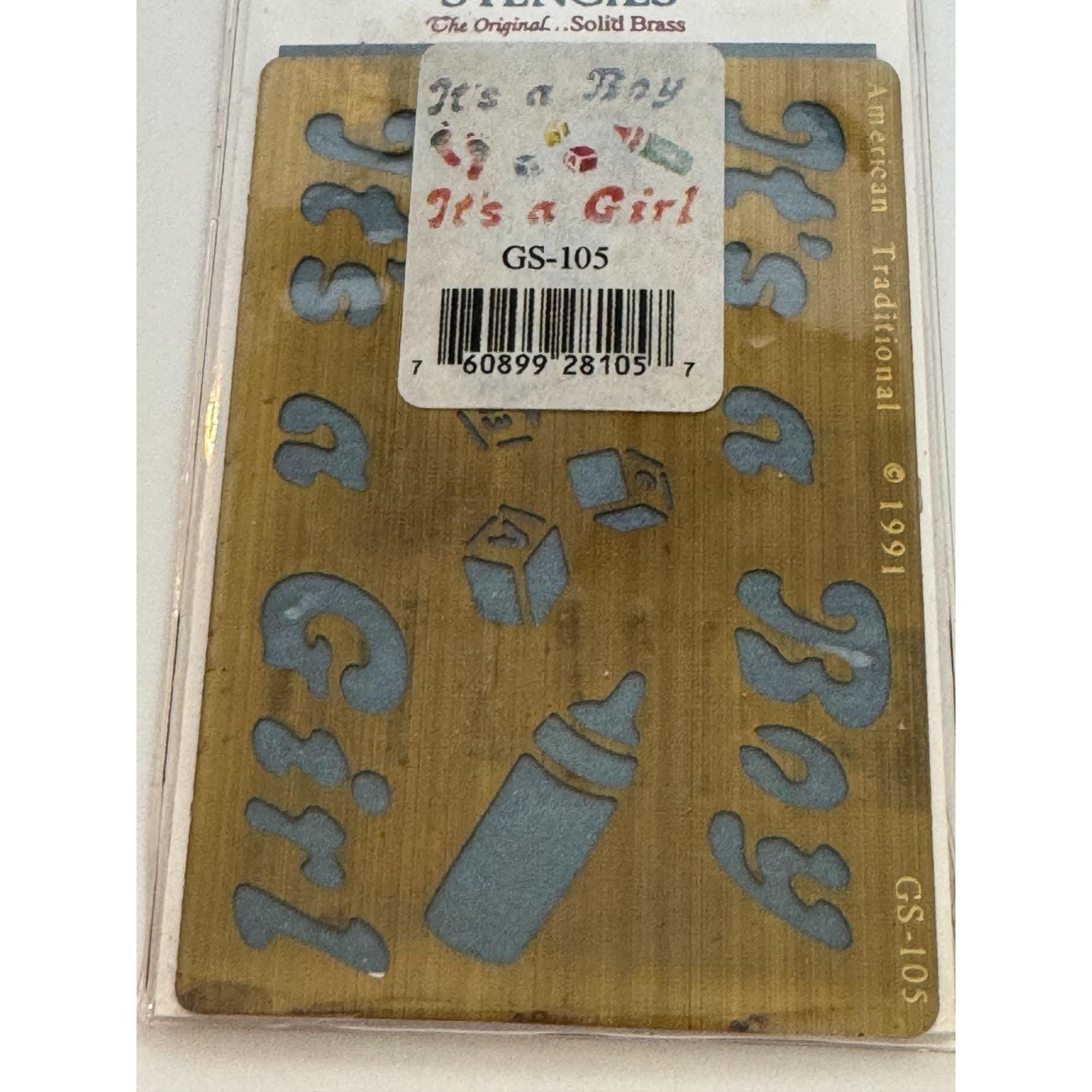American Traditional Solid Brass Stencil Baby Announcement Words It's A ...
