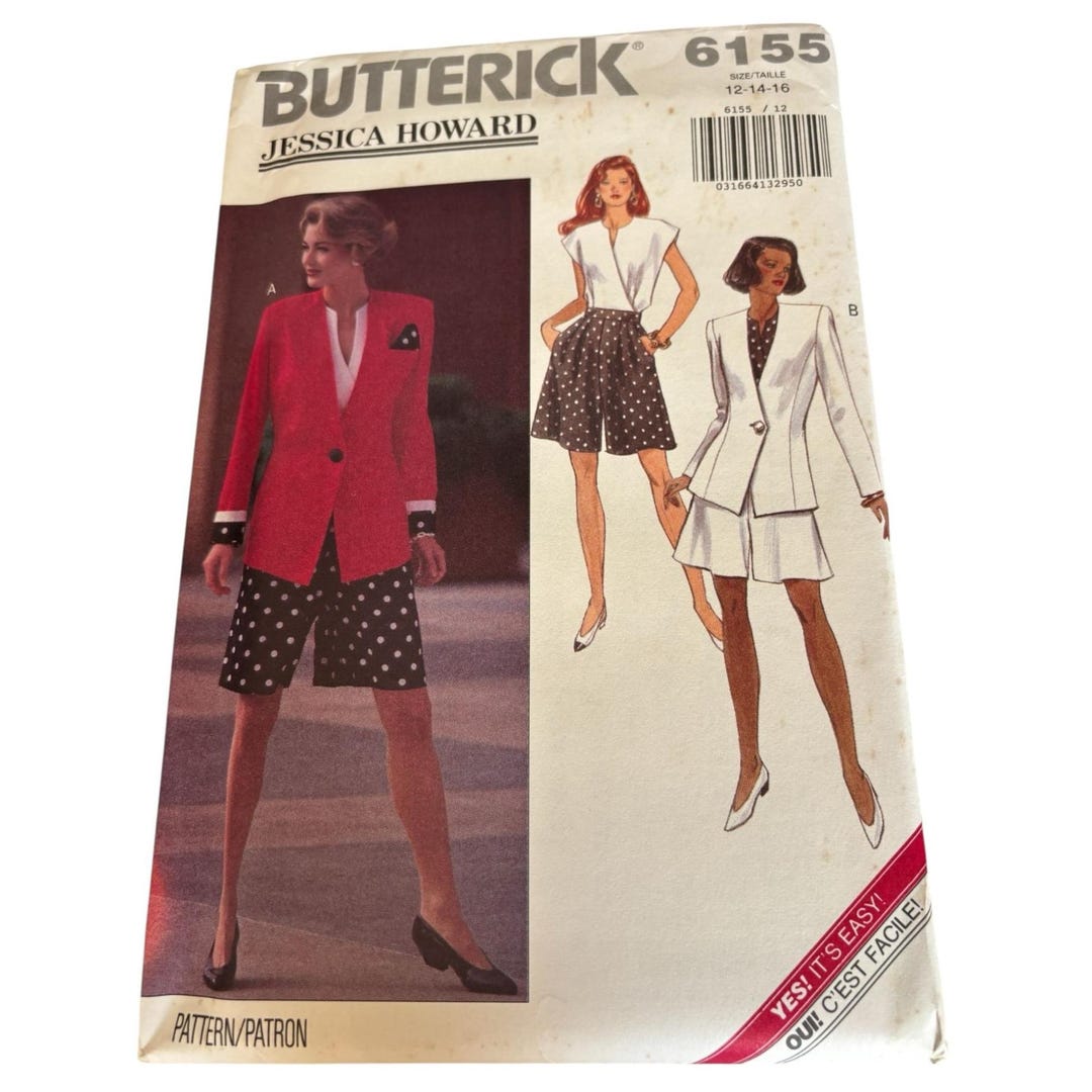 Butterick Sewing Pattern 6155 Career Suit Jacket Top Shorts Career Easy ...