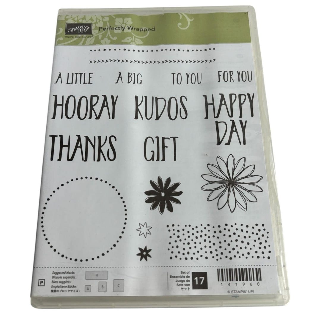 Stampin up Acrylic Stamp Set Perfectly Wrapped Card Making Words Kudos ...