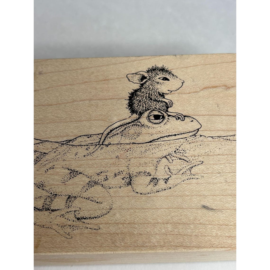 House Mouse Rubber Stamp Frog Floating Stampa Rosa Funny Friendship ...