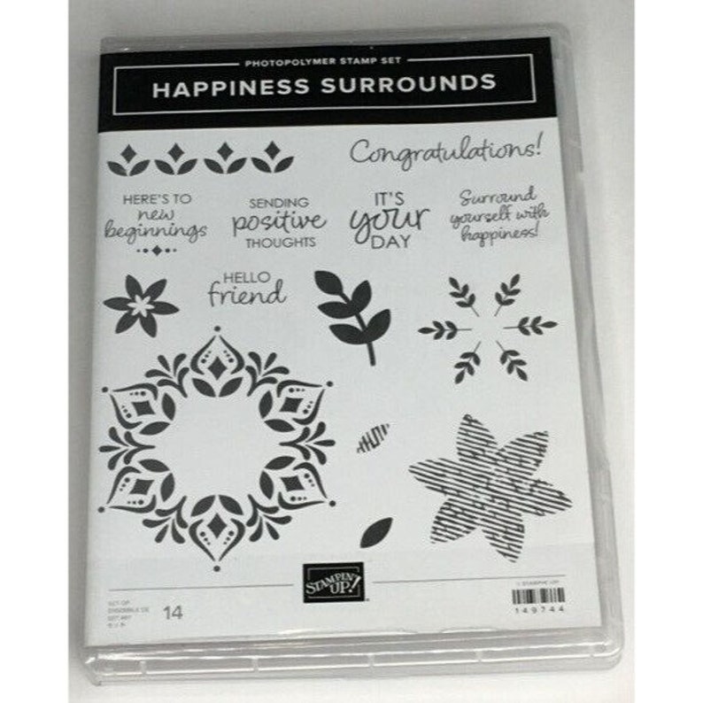Stampin up Happiness Surrounds Photopolymer Stamp Set 14 Words ...
