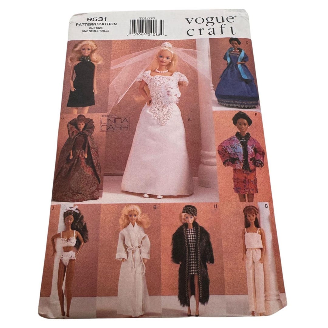 Vogue Craft Sewing Pattern 9531 Linda Carr Doll Clothes Wedding Evening ...