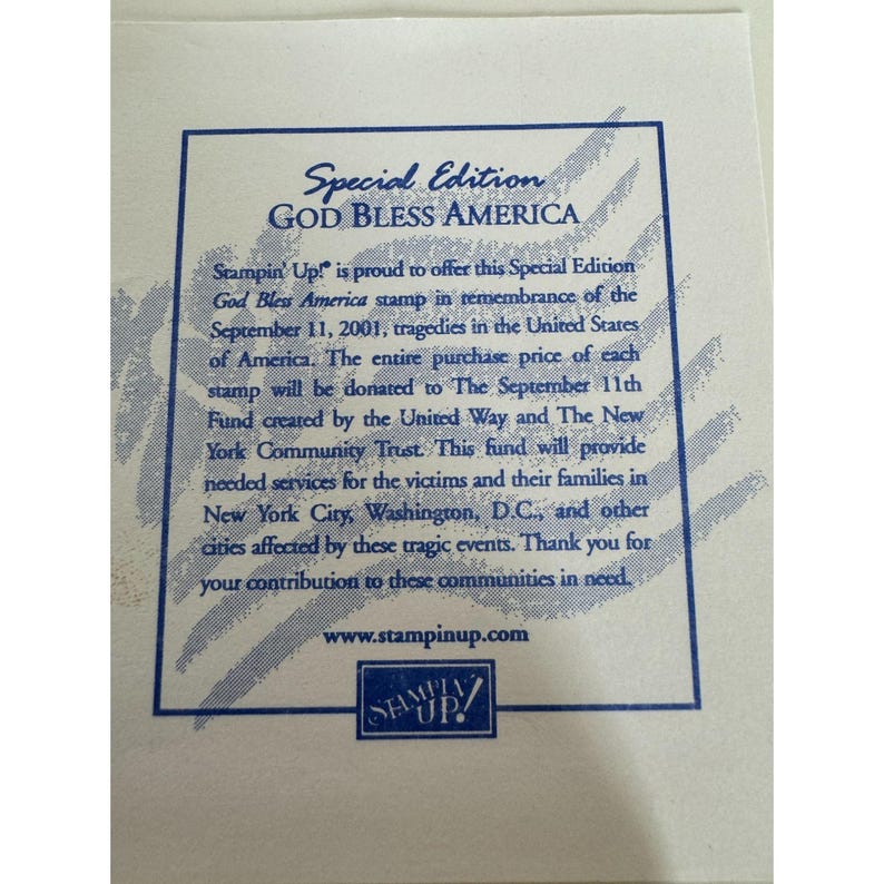 Stampin up Rubber Stamp God Bless America Patriotic American Flag With ...