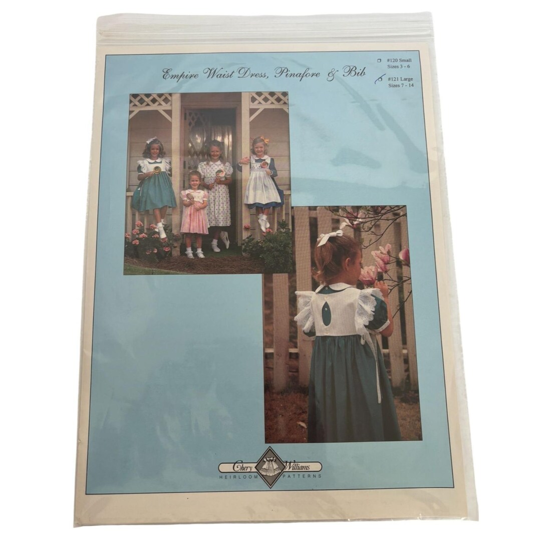Chery Williams Heirloom Sewing Pattern Empire Waist Dress Pinafore ...