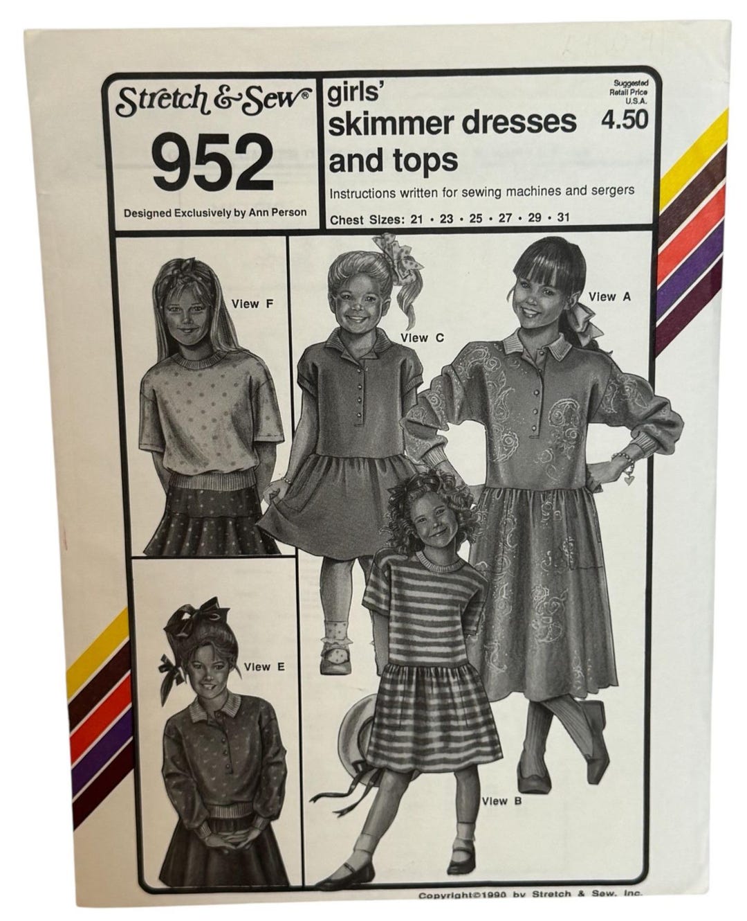 Stretch and Sew Sewing Pattern 952 Girls Skimmer Dresses and Tops Shirt ...