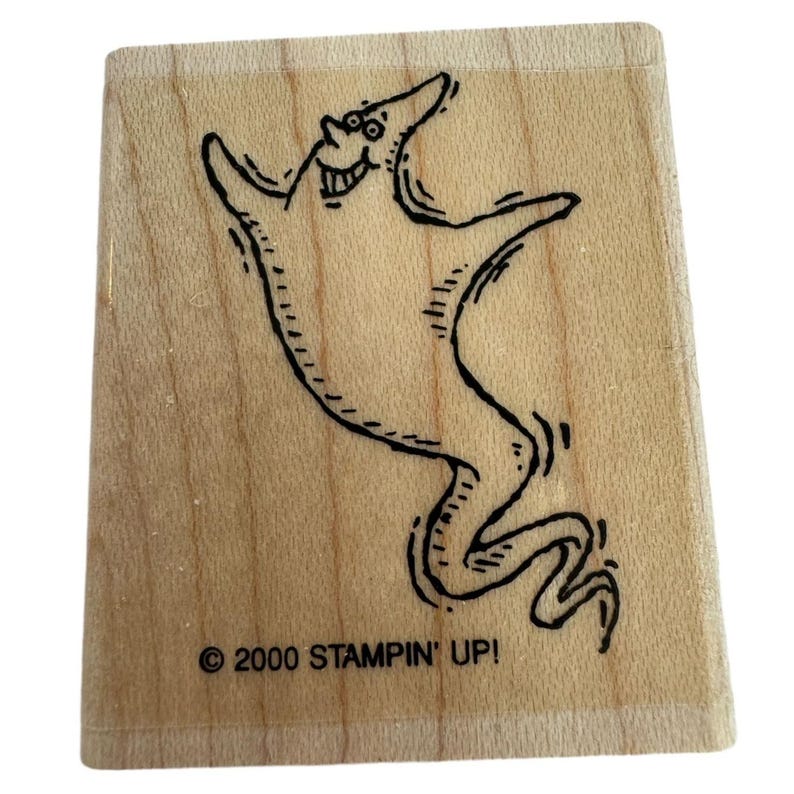 Stampin up Rubber Stamp Ghost Image Smiling Halloween Card Making Wood ...