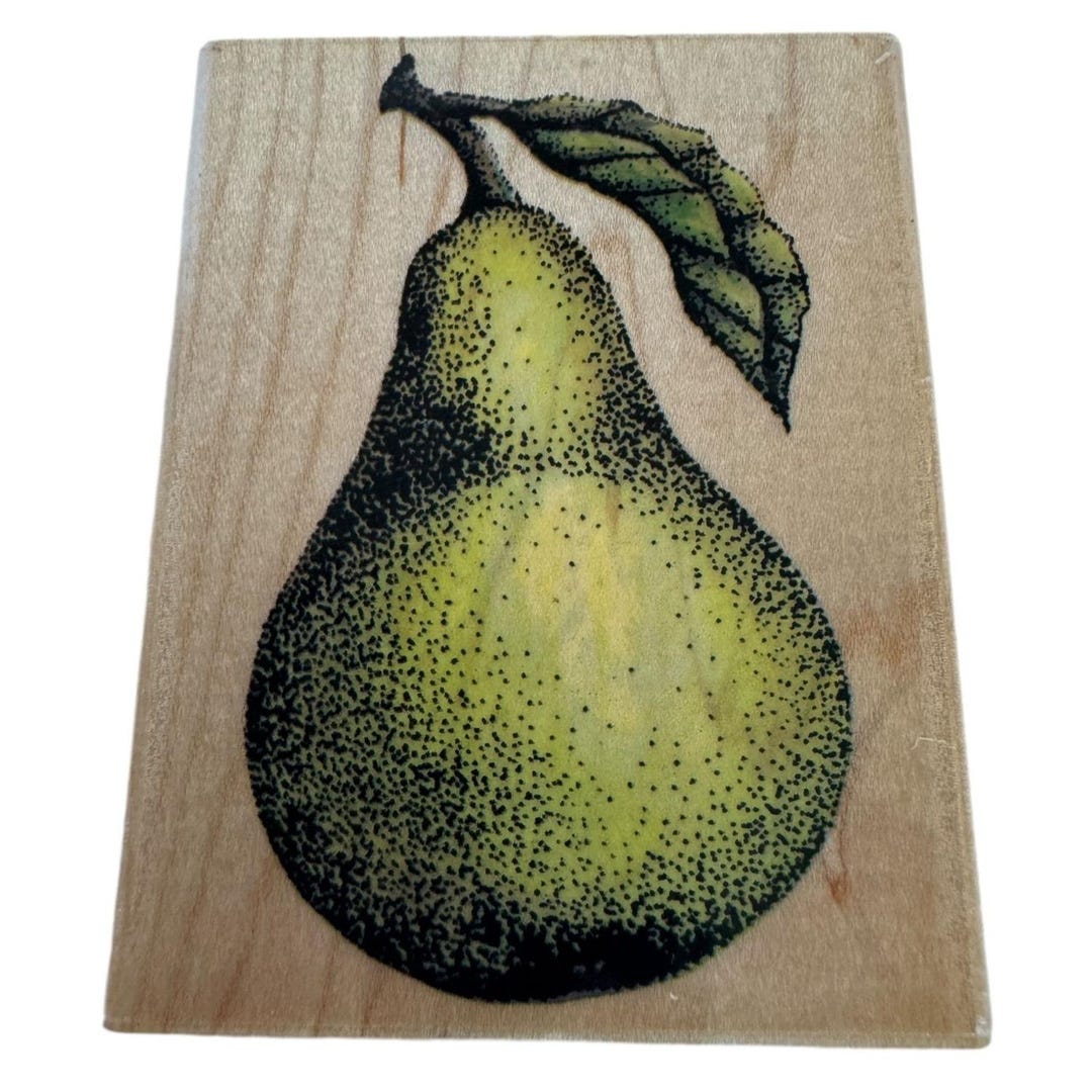 Rubber Stampede Rubber Stamp Pear With Leaf Fruit Orchard Food Card ...