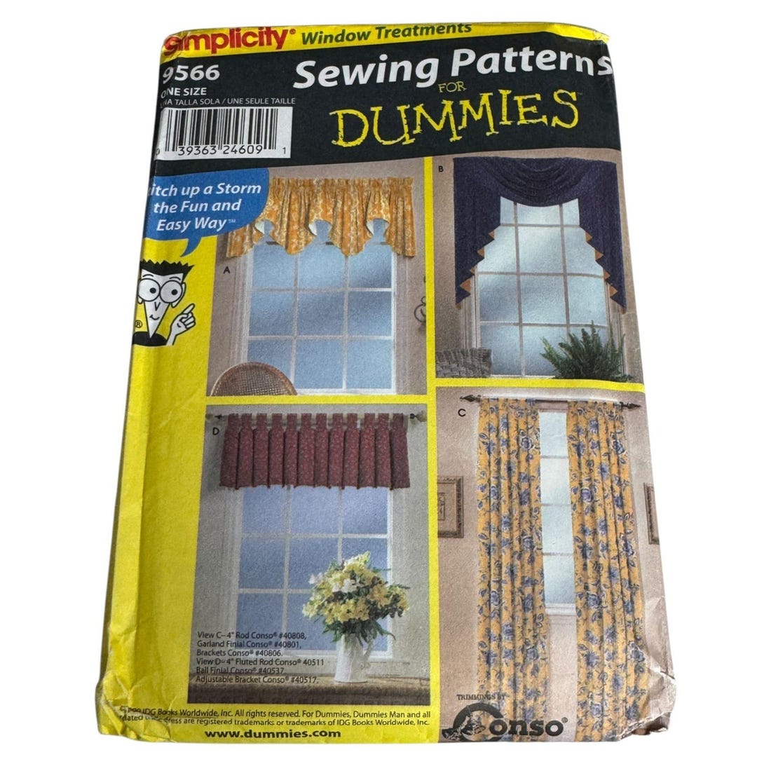 Simplicity Sewing Pattern for Dummies 9566 Window Treatments Curtains ...