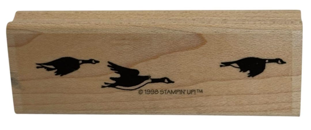 Stampin up Rubber Stamp Canadian Geese Flying Border Nature Sky Card ...